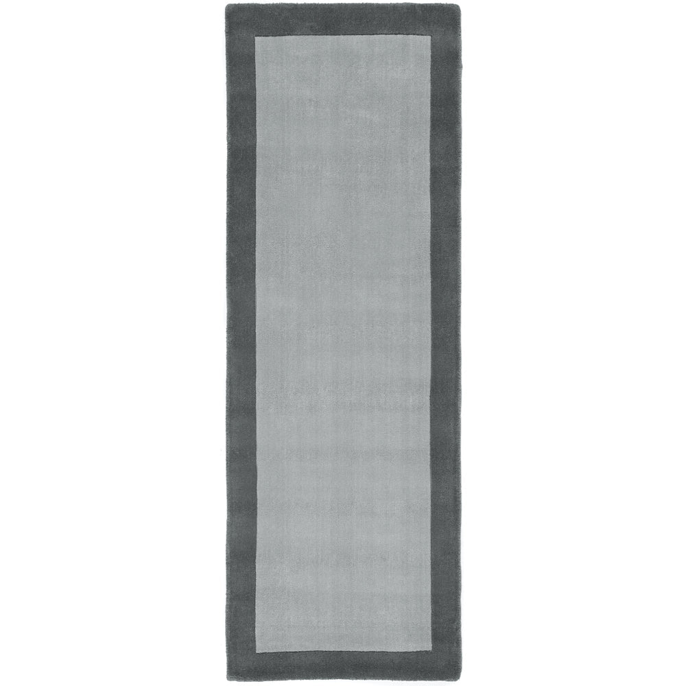 Borders Grey Wool Rug Runner - Hug Rug
