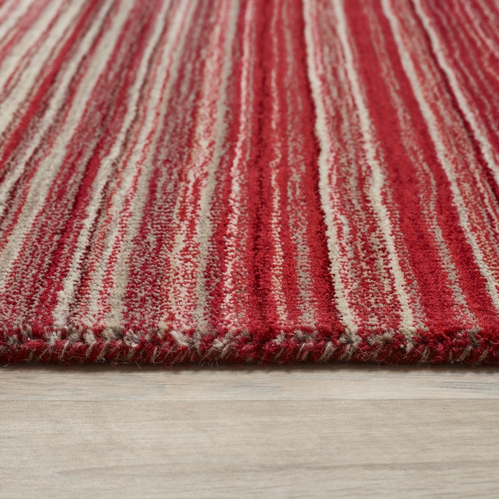 Fine Stripes Red Wool Rug Runner - Hug Rug