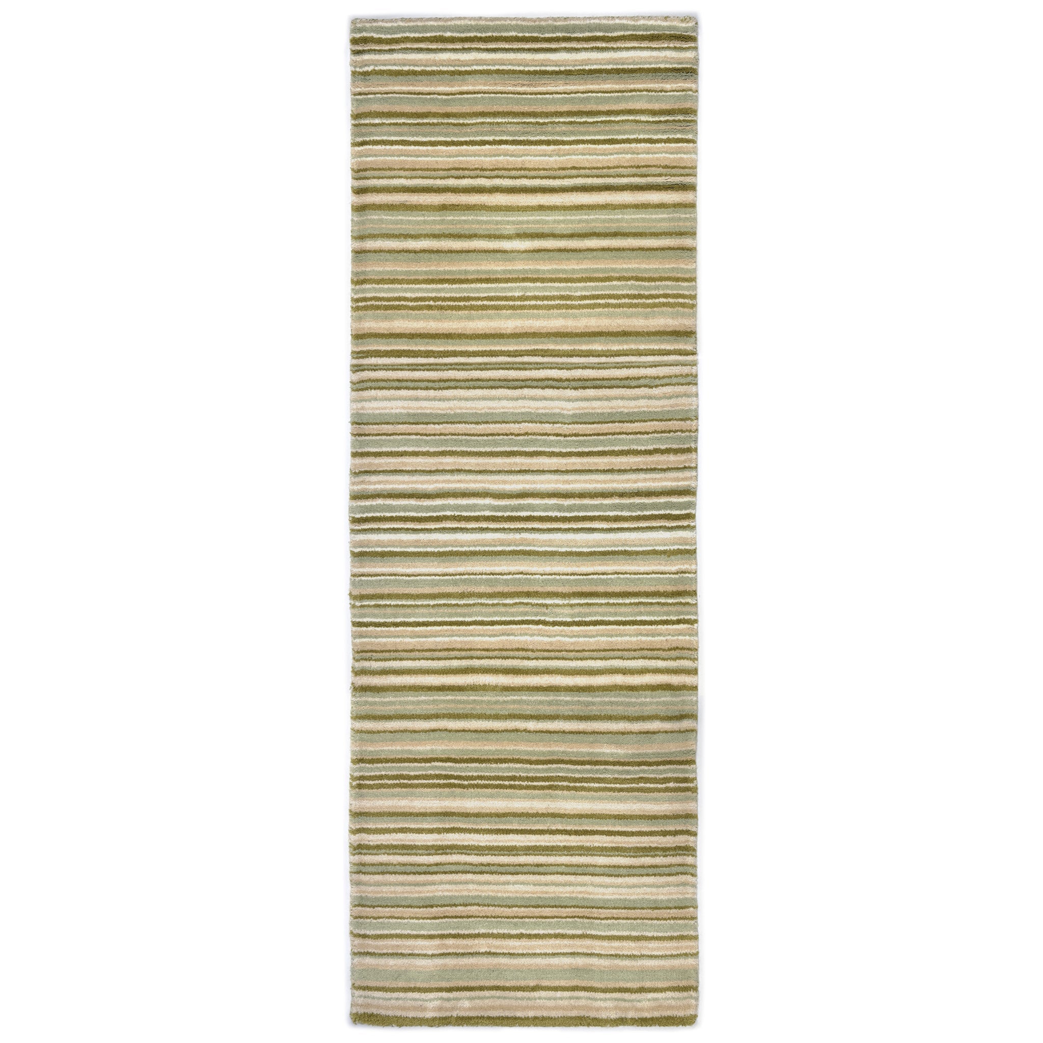 Fine Stripes Green Wool Rug Runner - Hug Rug