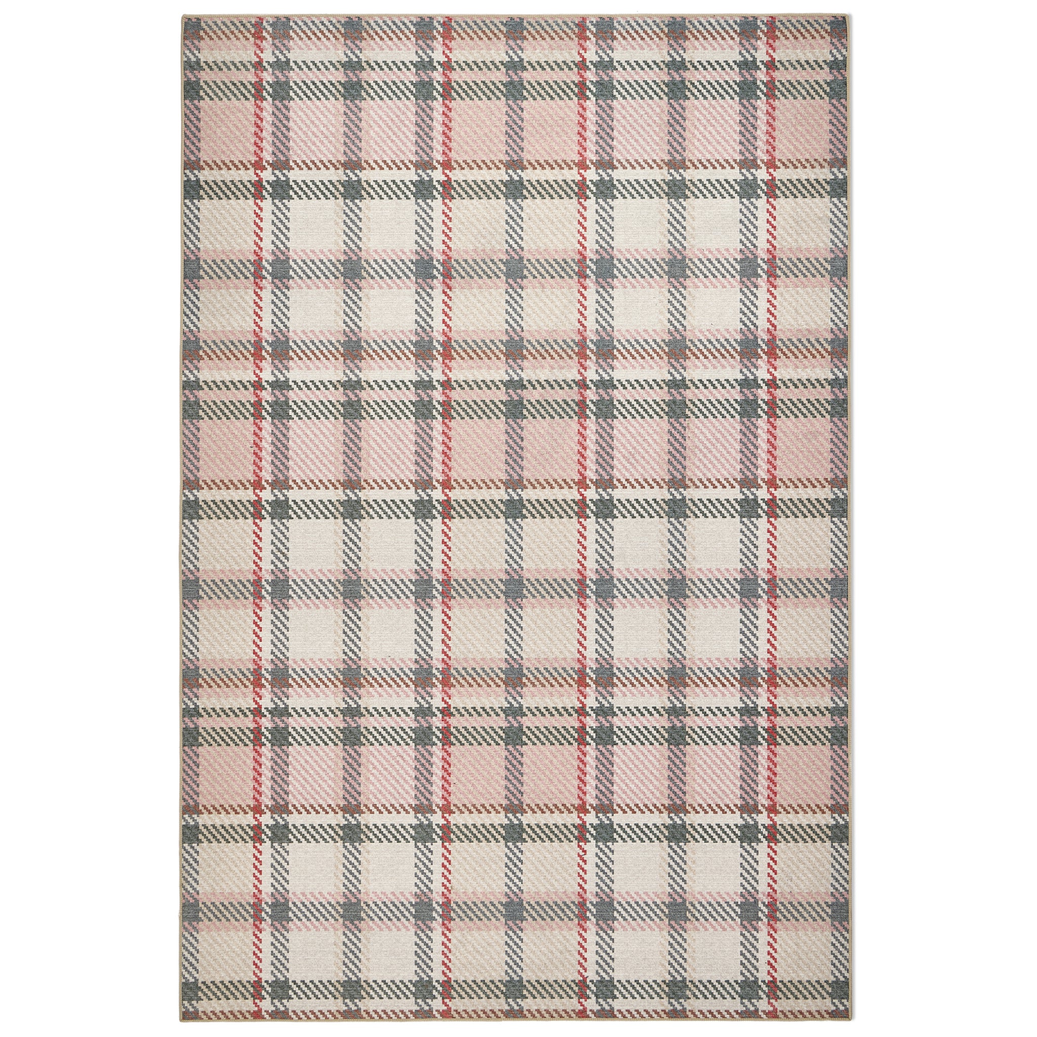 Isla Pink Plaid Washable Rug - Eco-Washable Rugs - Hug Rug