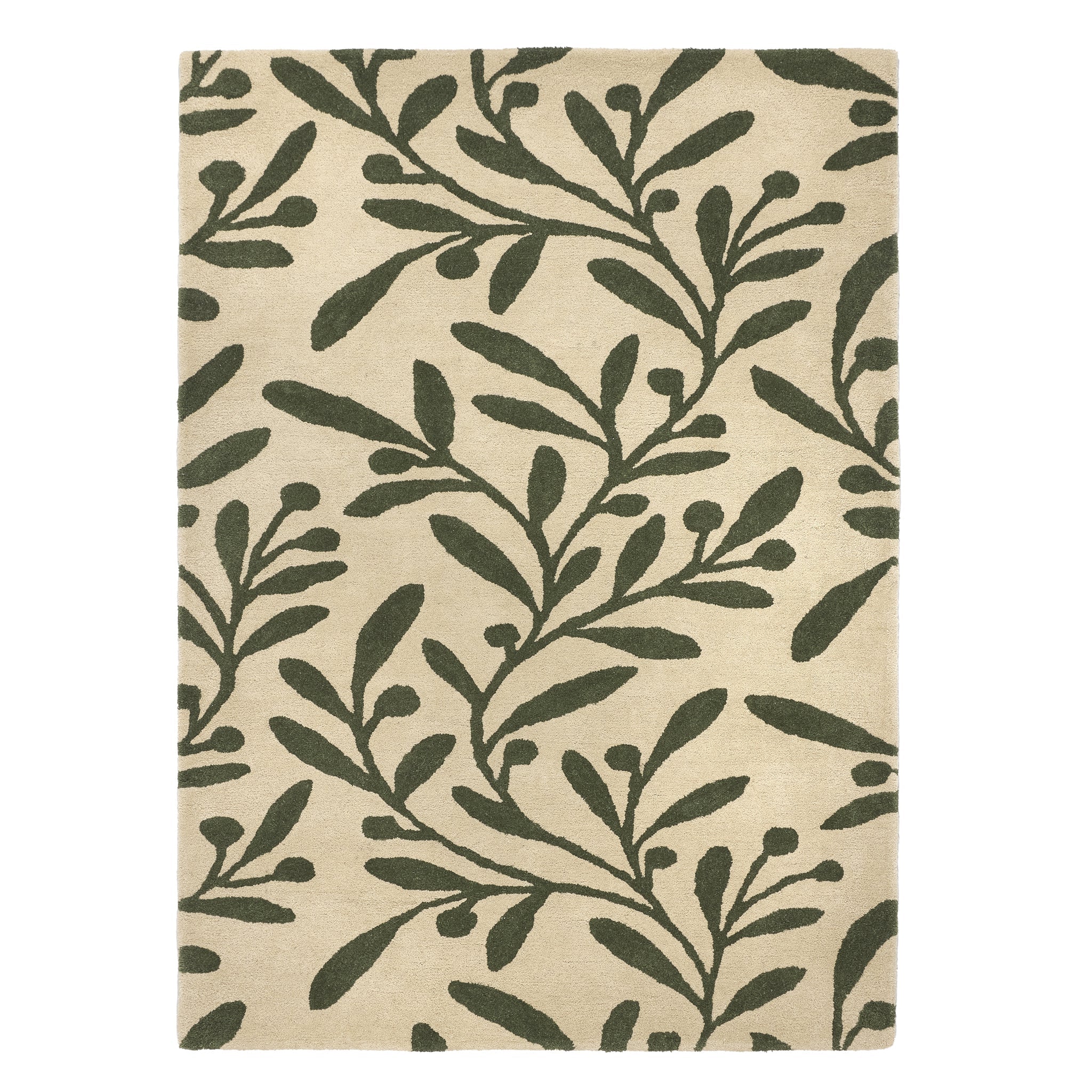 Trailing Leaf Rug in Cream and Green | Leaf Design Rug | Hug Rug