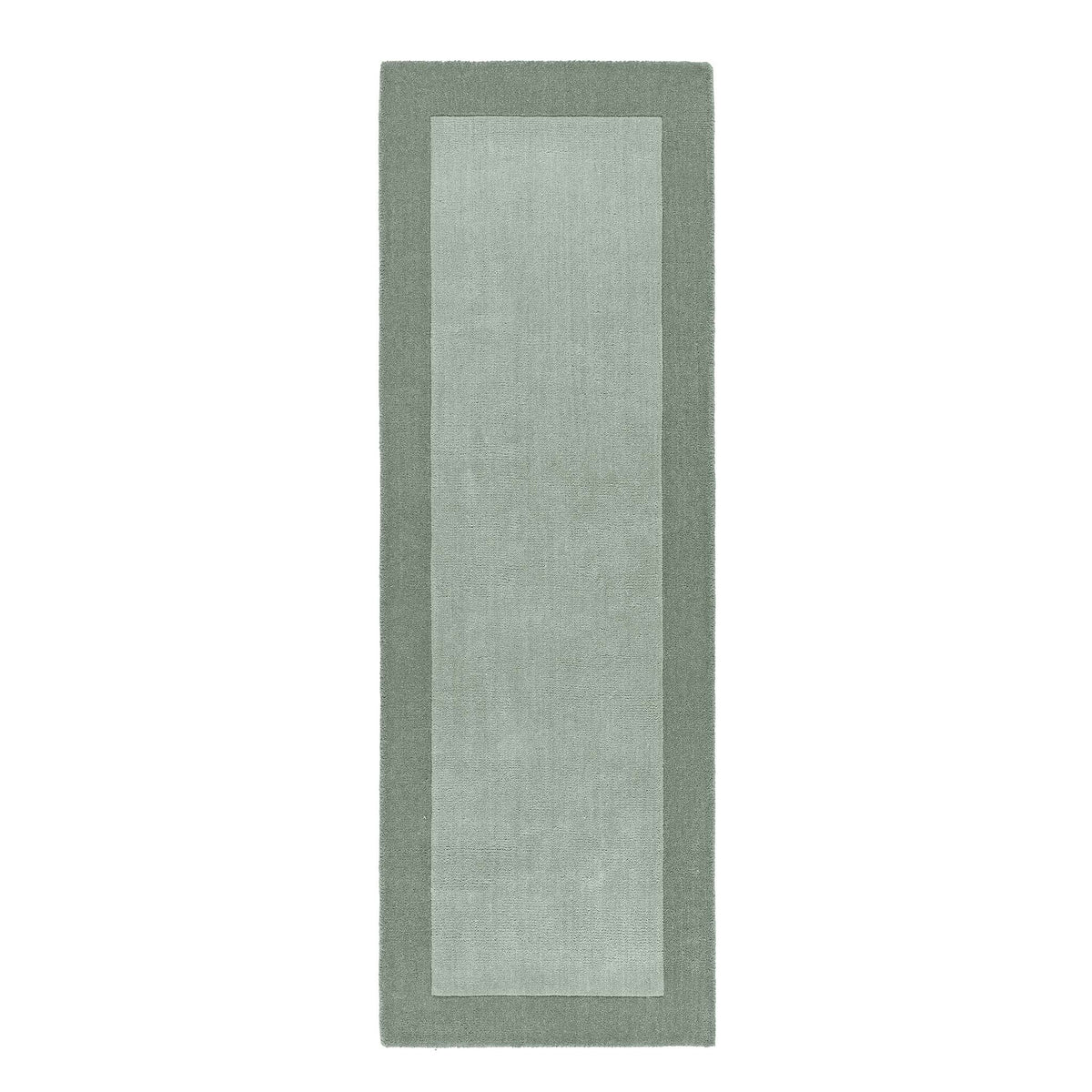 Borders Sage Green Wool Rug Runner - Hug Rug