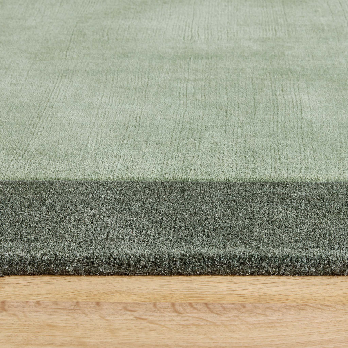Borders Sage Green Wool Rug Runner - Hug Rug